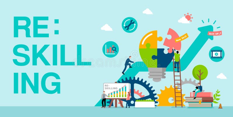 Reskilling ( Upskilling ) Banner Illustration Stock Vector ...