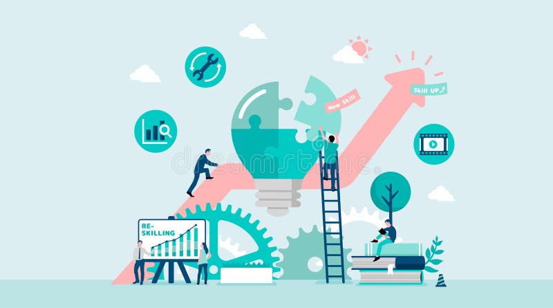 Reskilling ( Upskilling ) Banner Illustration Stock Vector ...
