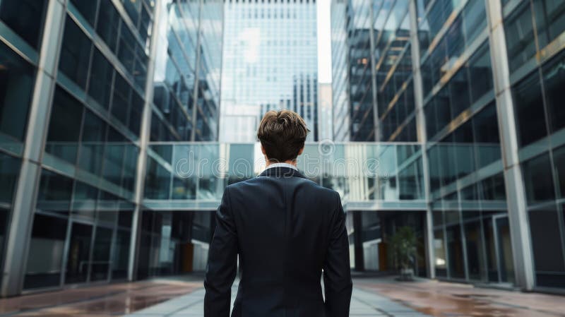 Resolute, Man in a Suit Contemplates the Urban Jungle Stock ...
