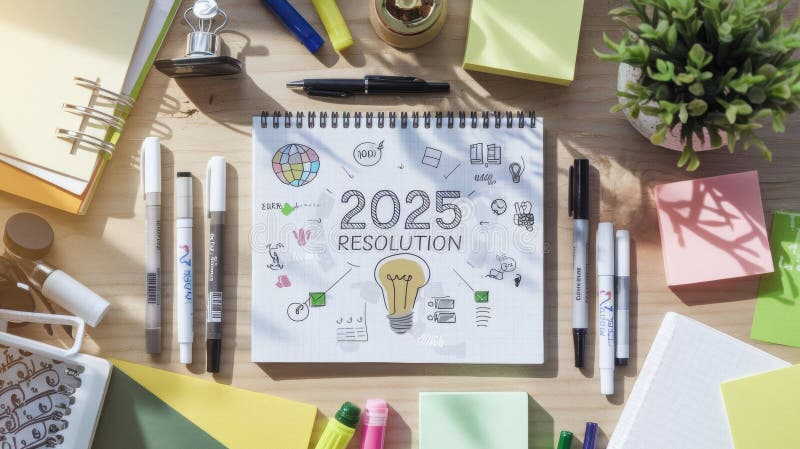 2025 Resolution Goals Planning Ideas Desk Organization Stock ...