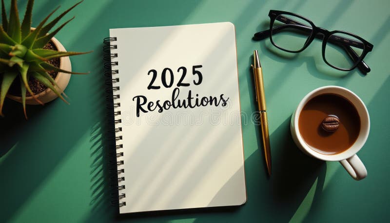 2025 Resolutions Notebook Coffee Glasses Stock Photos - Free & Royalty ...