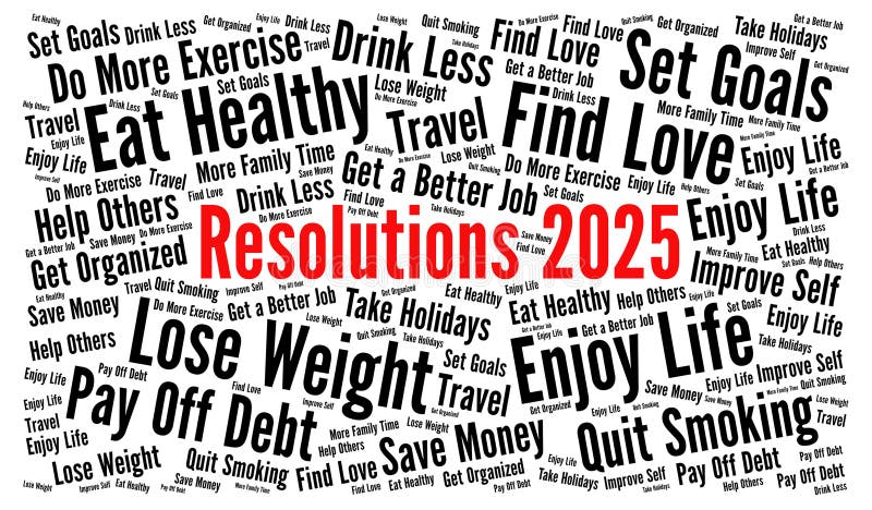 Resolutions 2025 Word Cloud Concept Stock Illustration - Illustration ...