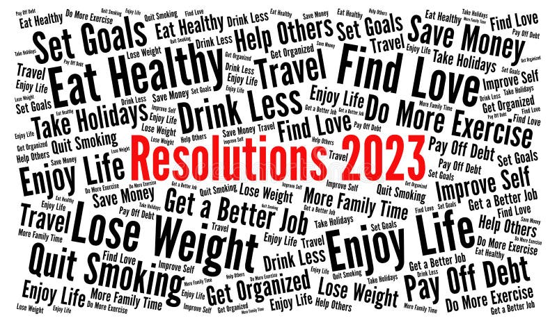 Resolutions 2023 Word Cloud Concept Stock Illustration - Illustration ...