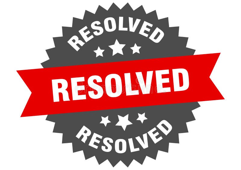 Resolved Sign. Rounded Isolated Button. White Sticker Stock Vector ...
