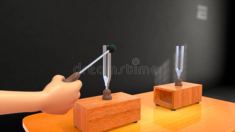 Resonance of Sound Waves by Tuning Fork Stock Illustration ...