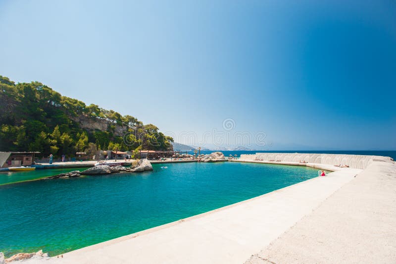Resort on Blue Water, Water Inside Concrete Stock Image - Image of ...