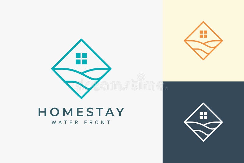 Resort or Hotel Logo in Simple Rhombus and Ocean Wave Stock Vector ...