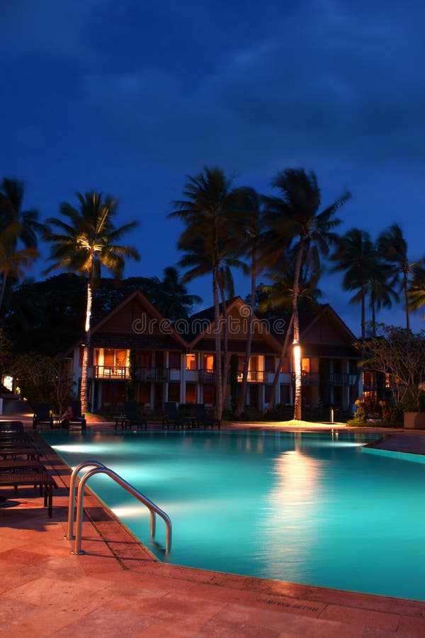 Resort hotel at night stock image. Image of dark, garden - 35830349