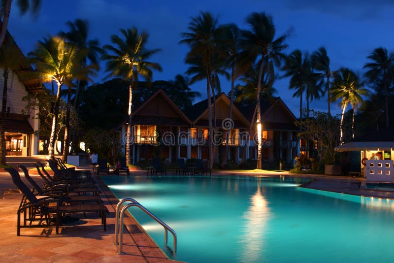 Luxury resort at night stock image. Image of swimming - 17276213
