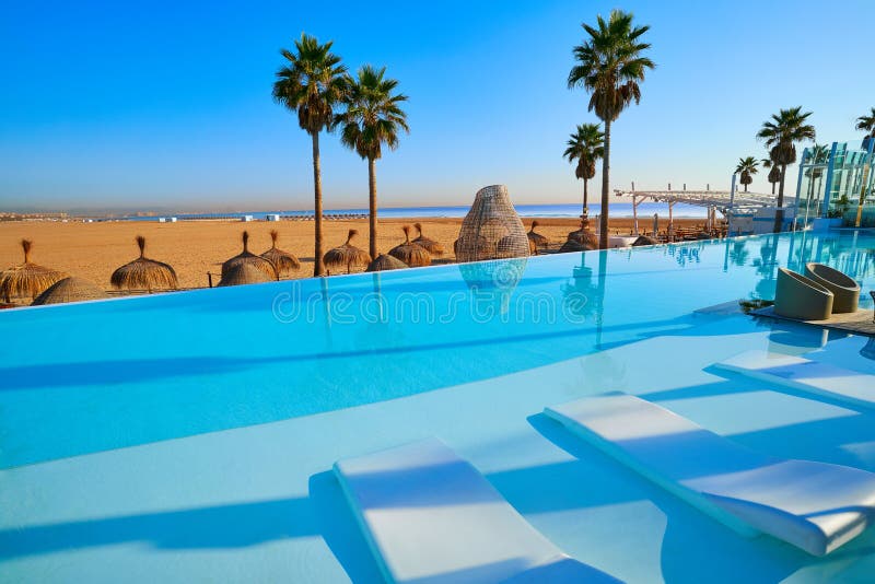 Resort Infinity Pool, Roof Top Stock Image - Image of copyspace, hotel ...