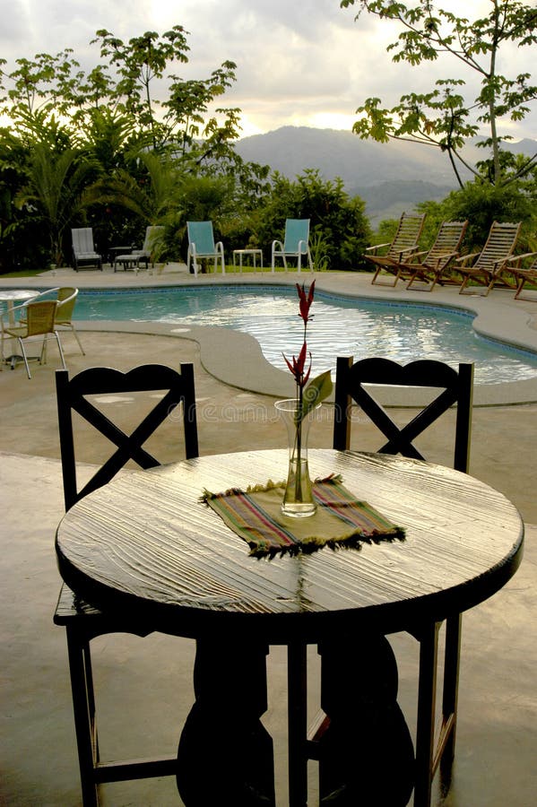 A Table for Two at a Poolside Setting in the Tropics of Costa Rica ...