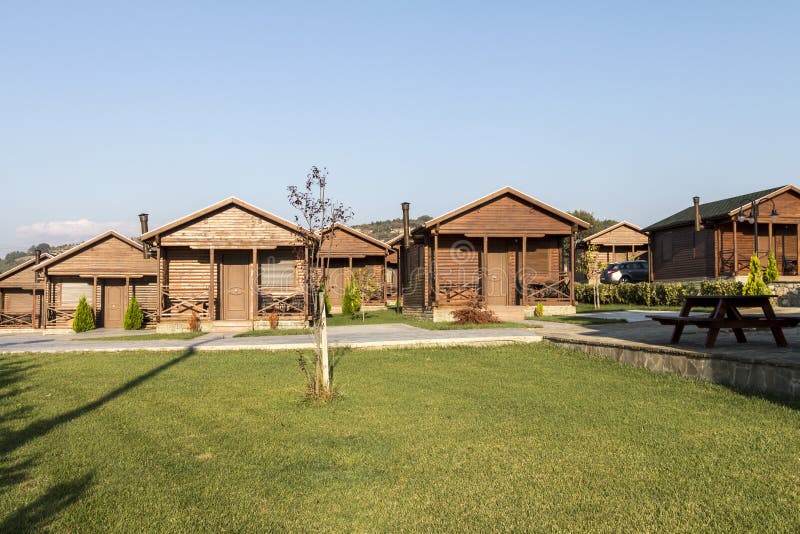 Resort with a Lot of Small Wooden Huts Stock Image - Image of scene ...