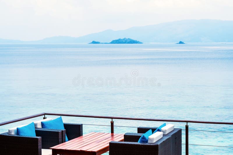 Resort Lounge Seating with Beautiful Ocean View Stock Image - Image of ...