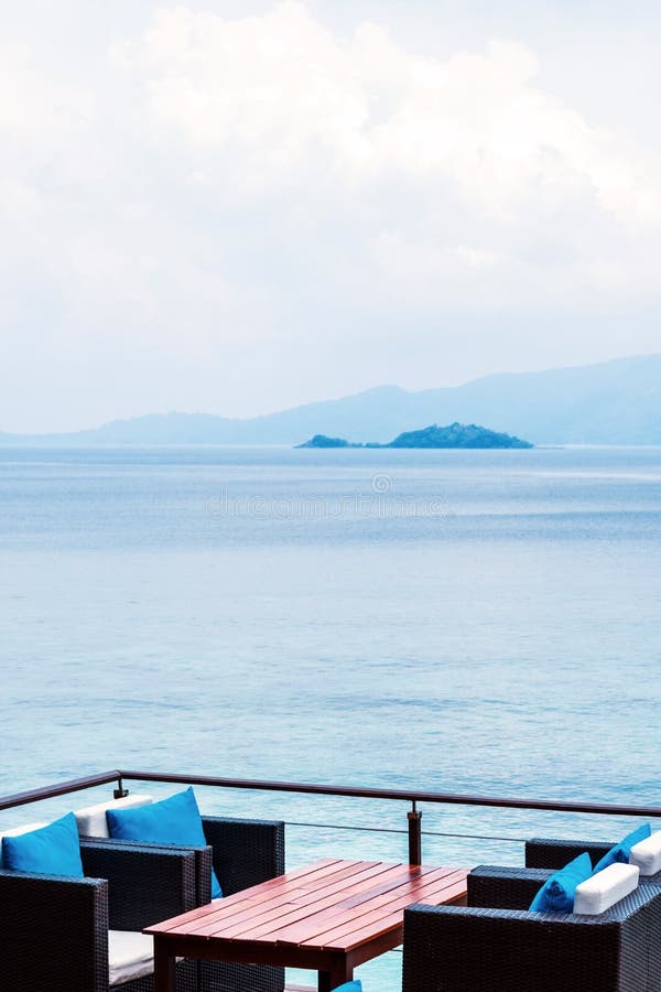 Resort Lounge Seating with Beautiful Ocean View Stock Image - Image of ...