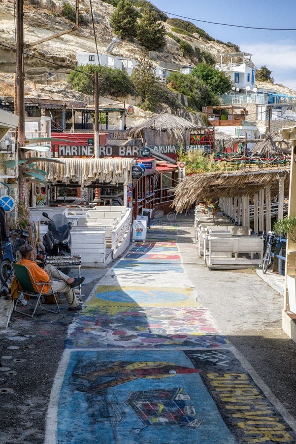 Resort Matala at Crete, Greece Editorial Stock Photo - Image of ...