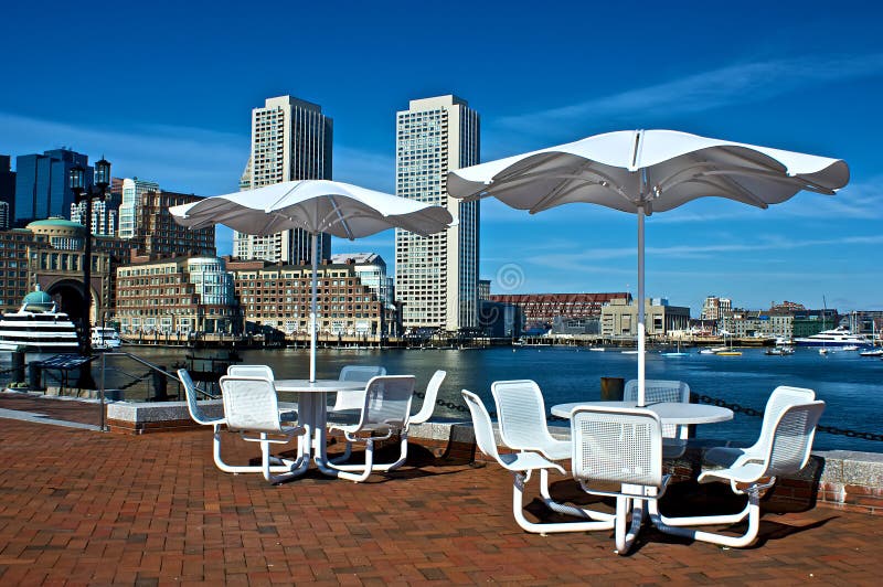 Resort patio stock photo. Image of tables, harbor, umbrellas - 8253370