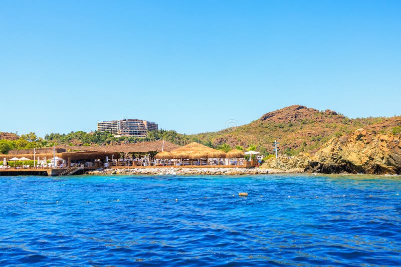 Resort Pier for Relaxation on the Seashore. Background with Selective ...