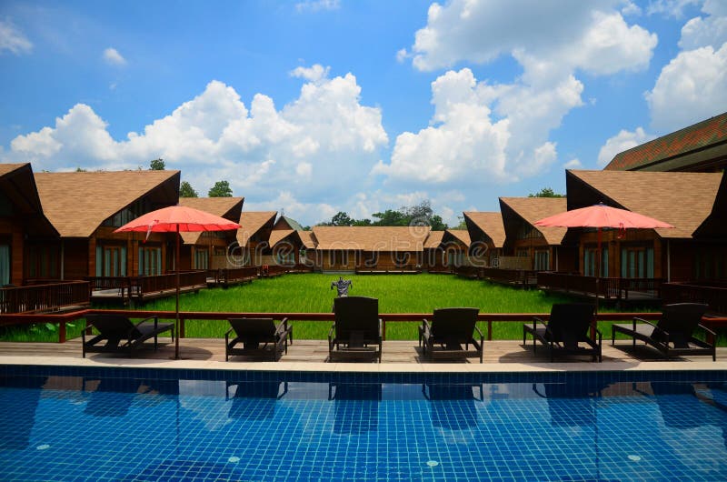 Resort with rice field stock photo. Image of beach, leisure - 50233242