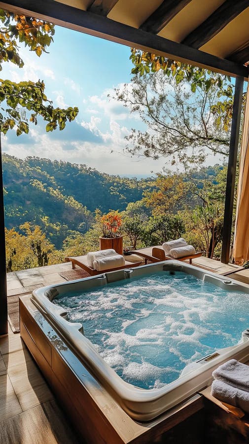 A Resort Suite with a Hot Tub and Views Stock Photo - Image of romantic ...