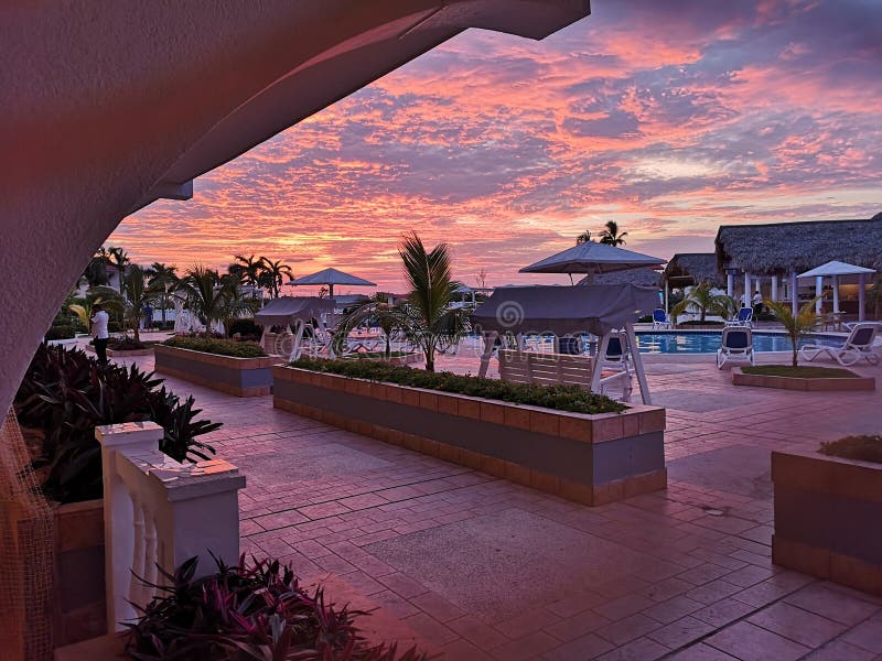 Resort Sunset stock photo. Image of beach, hotel, sunset - 164495172