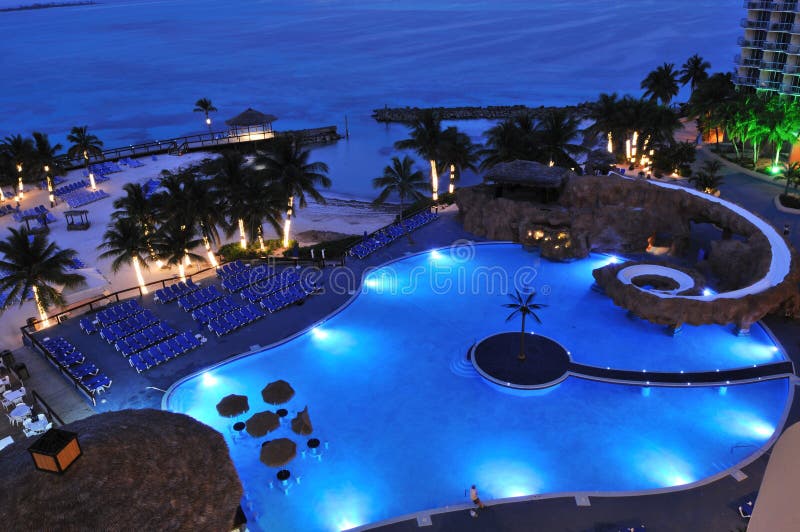 Resort with Swimming Pool by Caribbean Sea Stock Image - Image of ...