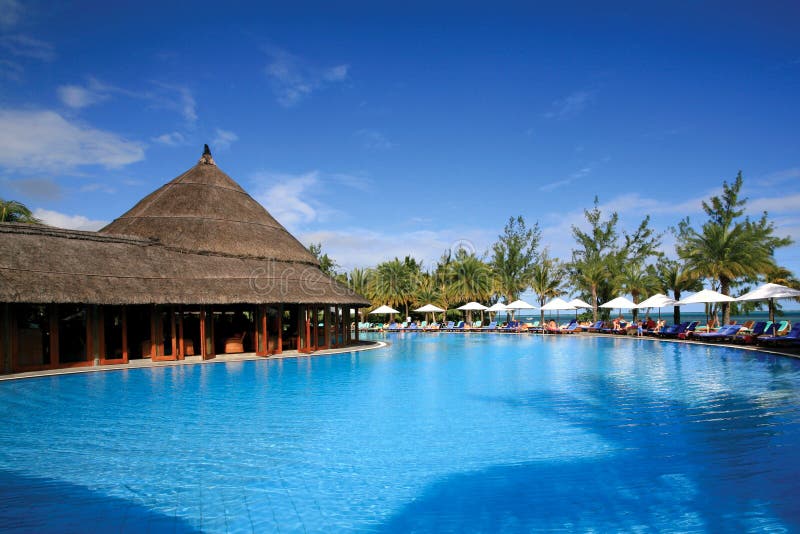 Resort Swimming Pool in Mauritius Stock Image - Image of pool ...