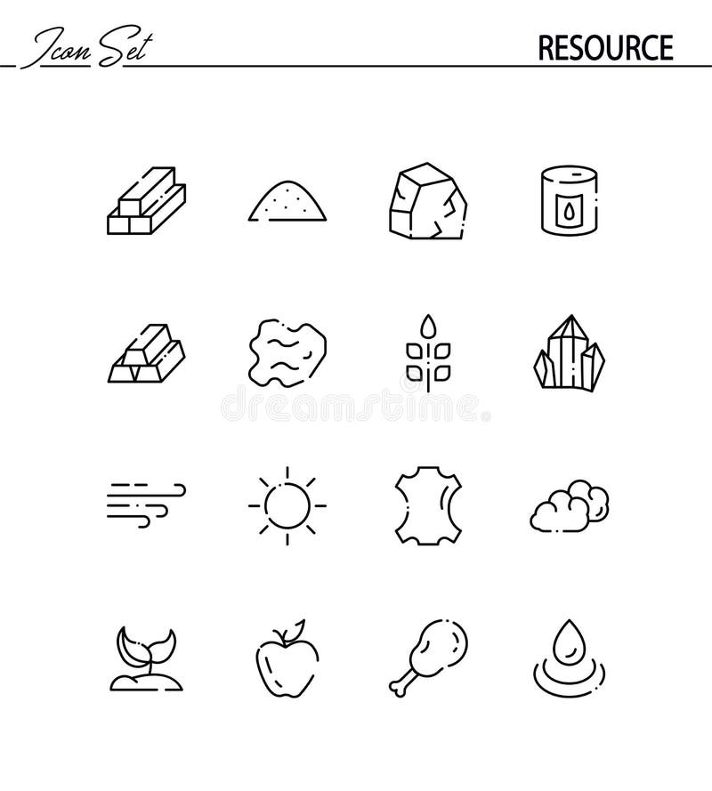 Resource flat icon set. stock vector. Illustration of element - 84941087