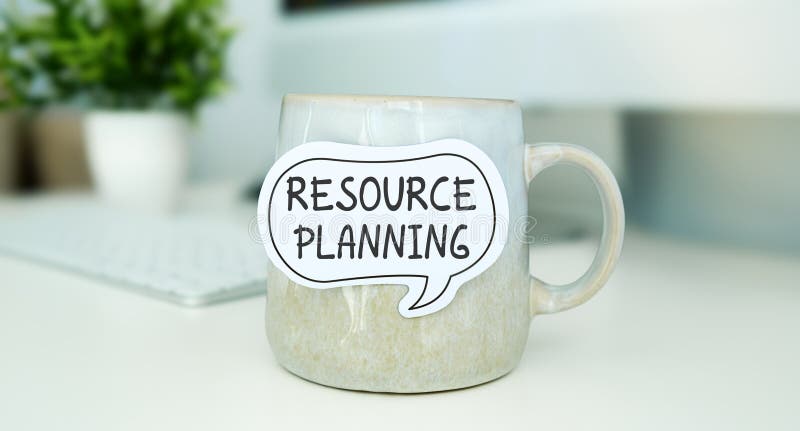 Resource Planning Text on Sticky Note on Mug Standing on Office Desk ...