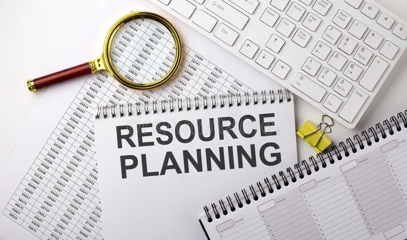 RESOURCE PLANNING Text Written on a Notebook on Chart with Keyboard and ...