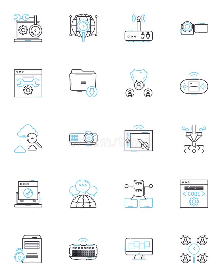 Resource Pooling Linear Icons Set. Collaboration, Aggregation ...