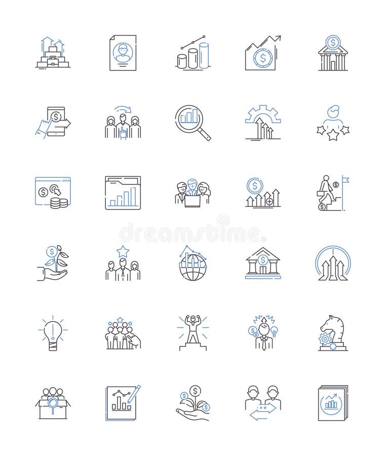Resource Utilization Line Icons Collection Efficiency Optimization