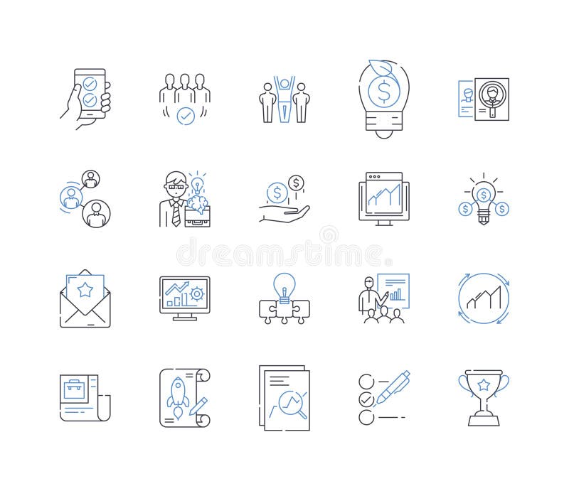 Resource Utilization Line Icons Collection Efficiency Optimization