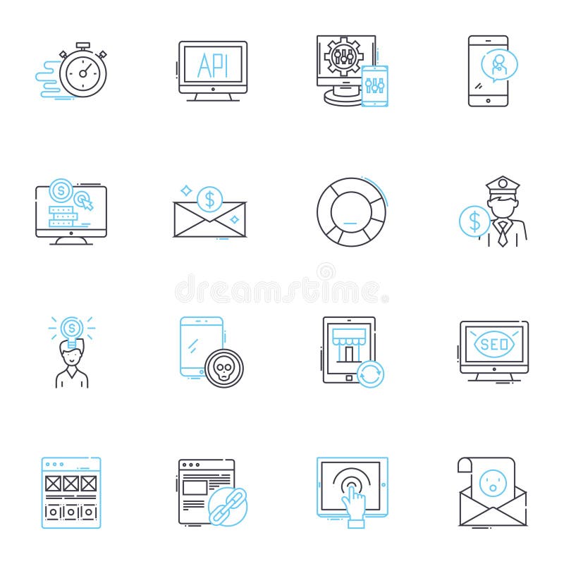 Resource Utilization Linear Icons Set Optimization Efficiency