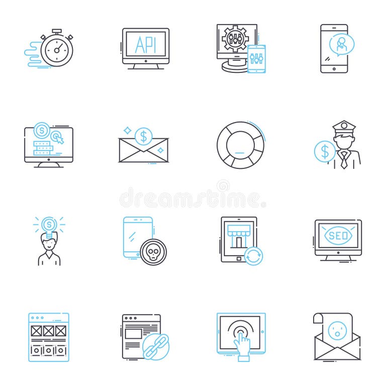 Resource Utilization Linear Icons Set Optimization Efficiency