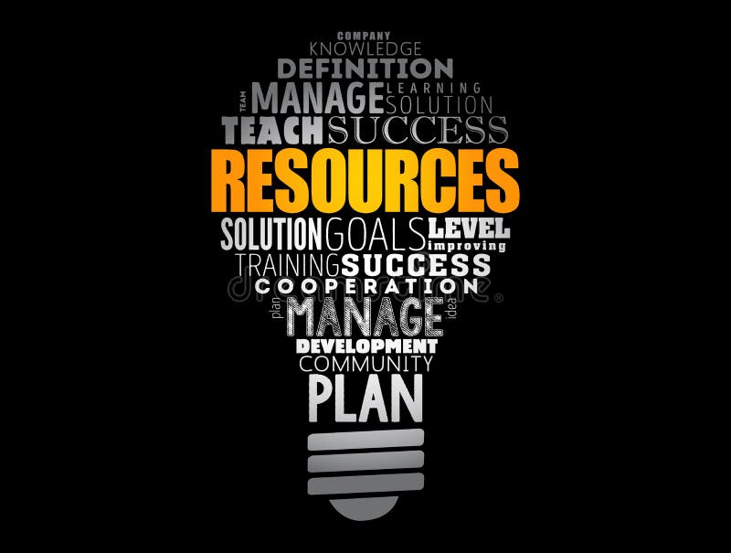 RESOURCES Light Bulb Word Cloud Collage Stock Illustration ...