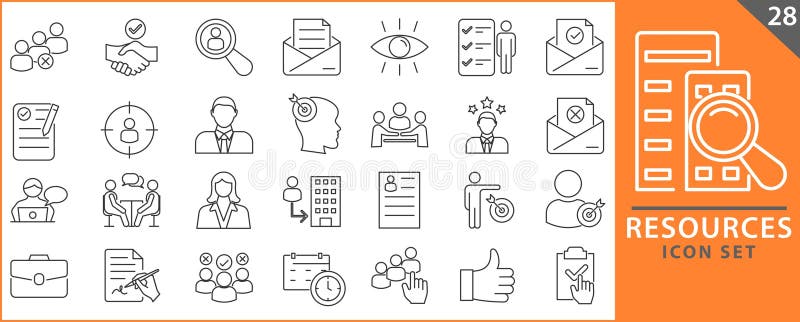 Resources Line icon set stock vector. Illustration of circle - 359499662