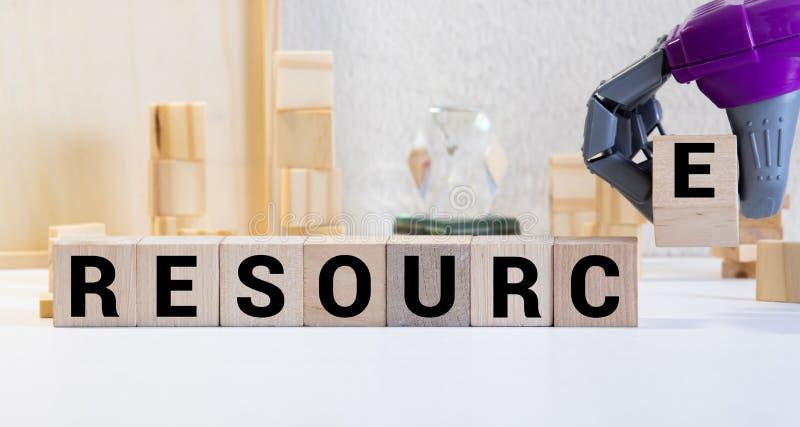 Resources Sign on a Wooden Table in an Office Stock Image - Image of ...