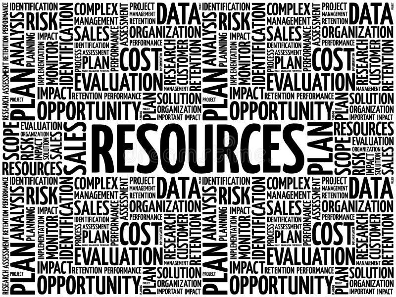 RESOURCES word cloud stock illustration. Illustration of collage ...