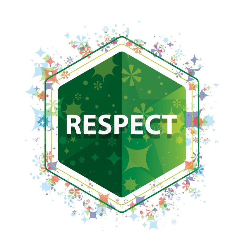 Respect Floral Plants Pattern Green Hexagon Button Stock Illustration ...