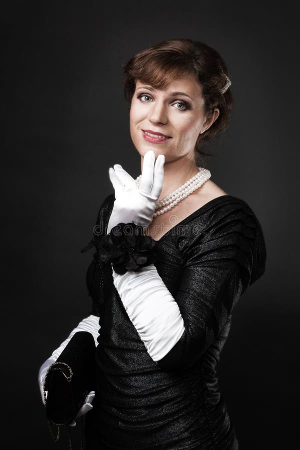 Respectable Woman in White Gloves Stock Image - Image of gown, clothes ...