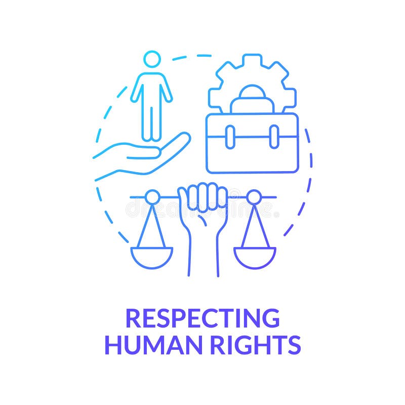 Human Rights and Self Determination Concept Line Icons with Text Stock ...