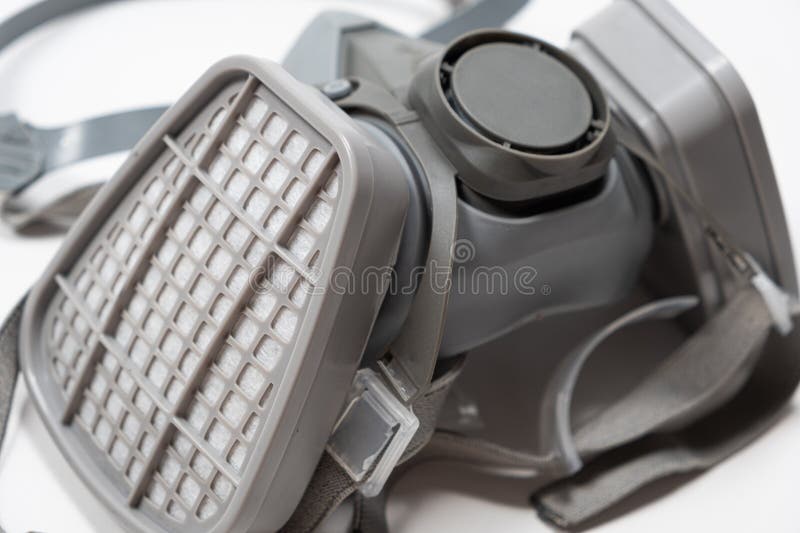 Respirator with Dust and Gas Filters on a White Background. Stock Photo ...