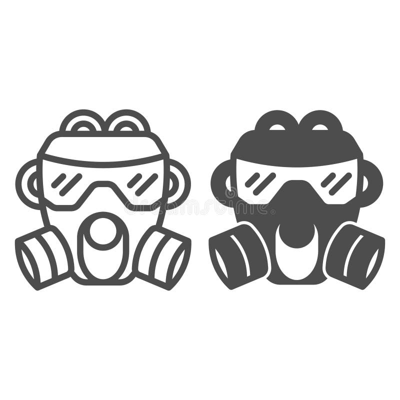 Respirator with Filters Line and Solid Icon, Firefighter Service ...