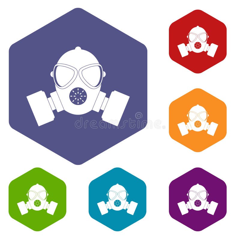 Respirator Icons Set Hexagon Stock Vector - Illustration of object ...