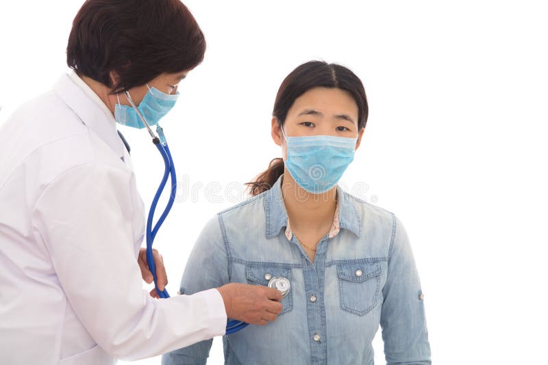 The Respiratory Doctor Examines the Lungs of the Patient Stock Image ...