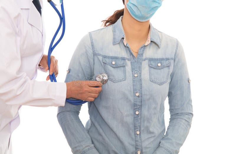 The Respiratory Doctor Examines the Lungs of the Patient Stock Photo ...