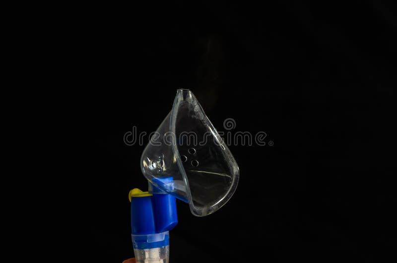 Respiratory Inhalation Mask on Black Background Stock Image - Image of ...