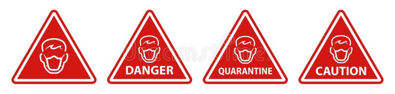Red Quarantine Warning Sign Biohazard Symbol Triangular Shape Stock ...