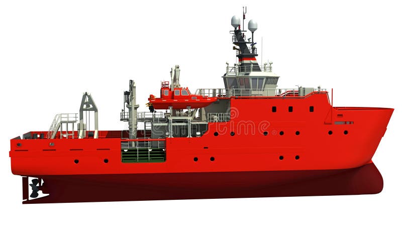 Response and Rescue Ship 3D Rendering Vessel on White Background Stock ...
