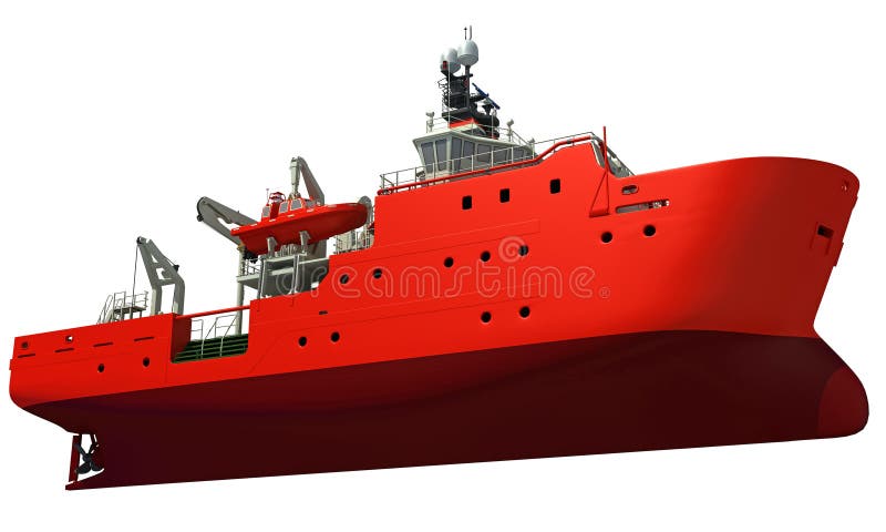 Response and Rescue Ship 3D Rendering Vessel on White Background Stock ...